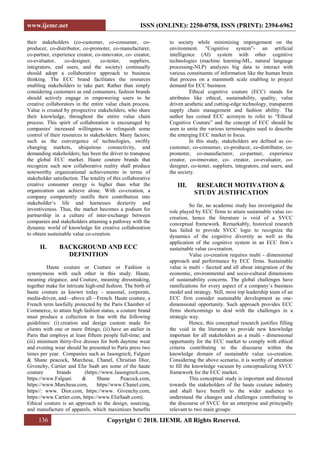 Towards a Sustainable Value Co-Creation Framework: Ethical Cognitive Couture, Cognitive System ...