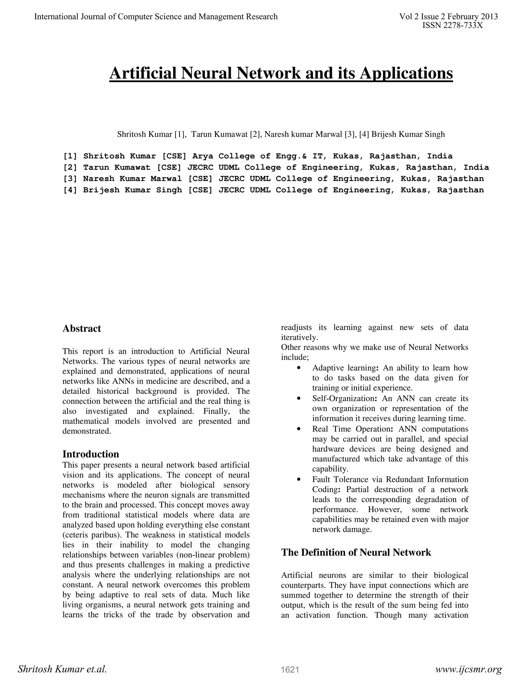 Artificial Neural Network and its Applications | PDF