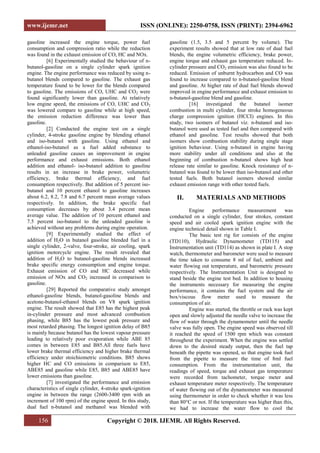 Performance and Emissions Analysis of N-Butanol Blended with Gasoline in Spark Ignition Engine | PDF