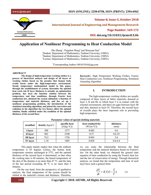 Application of Nonlinear Programming to Heat Conduction Model | PDF