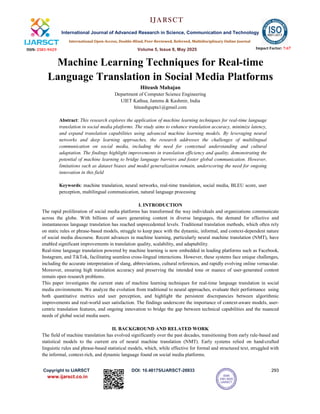 Machine Learning Techniques for Real-time Language Translation in ...