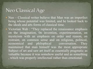 Paper 2 the neo – classical literature | PPT