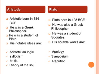 Aristotle VS Plato | PPT