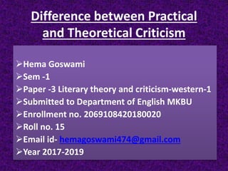 Difference between Theoretical and Practical Criticism | PPTX