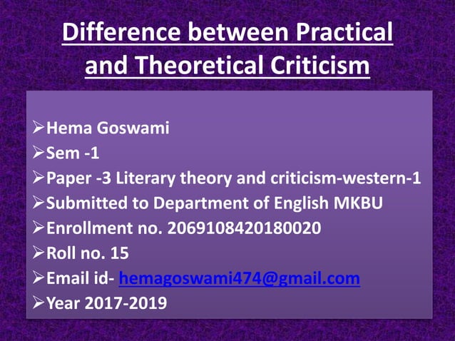 Difference between Theoretical and Practical Criticism | PPTX