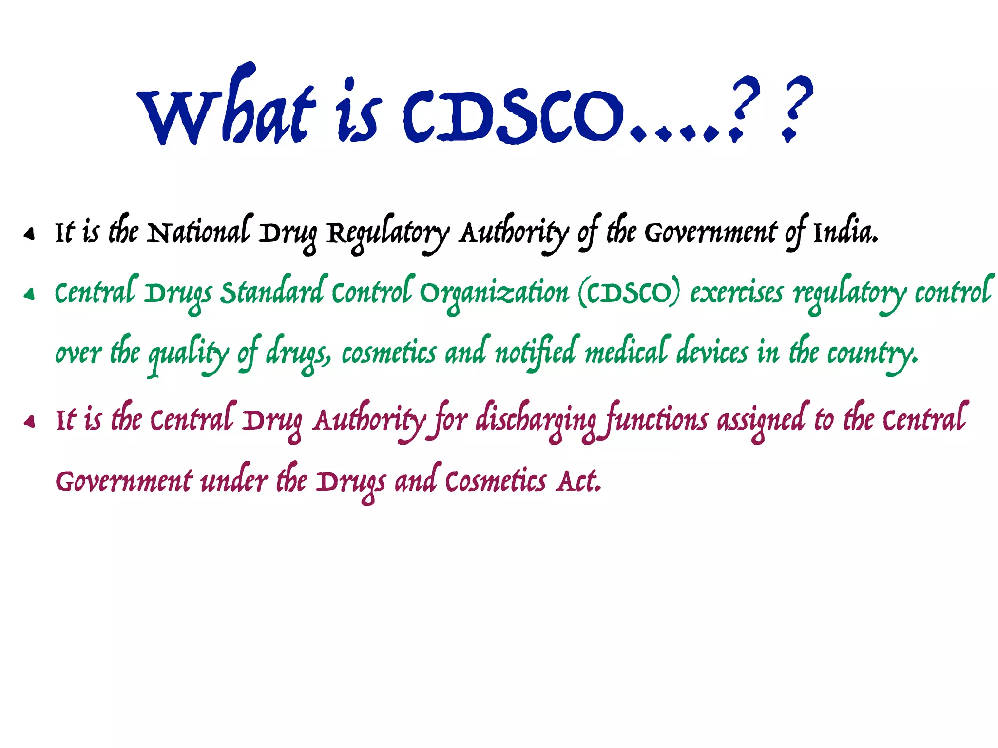 CDSCO- Functions & Responsibilities | PDF