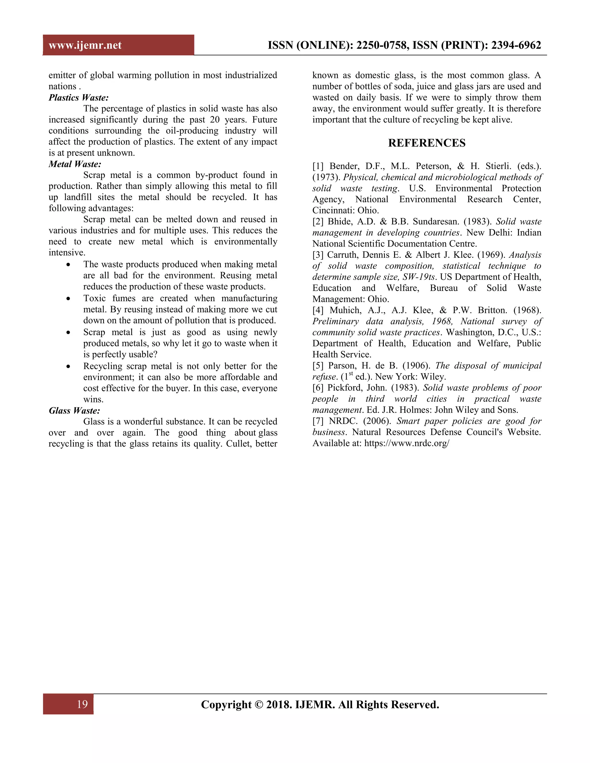 Economic Implications on the Composition of Municipal Solid Waste and ...