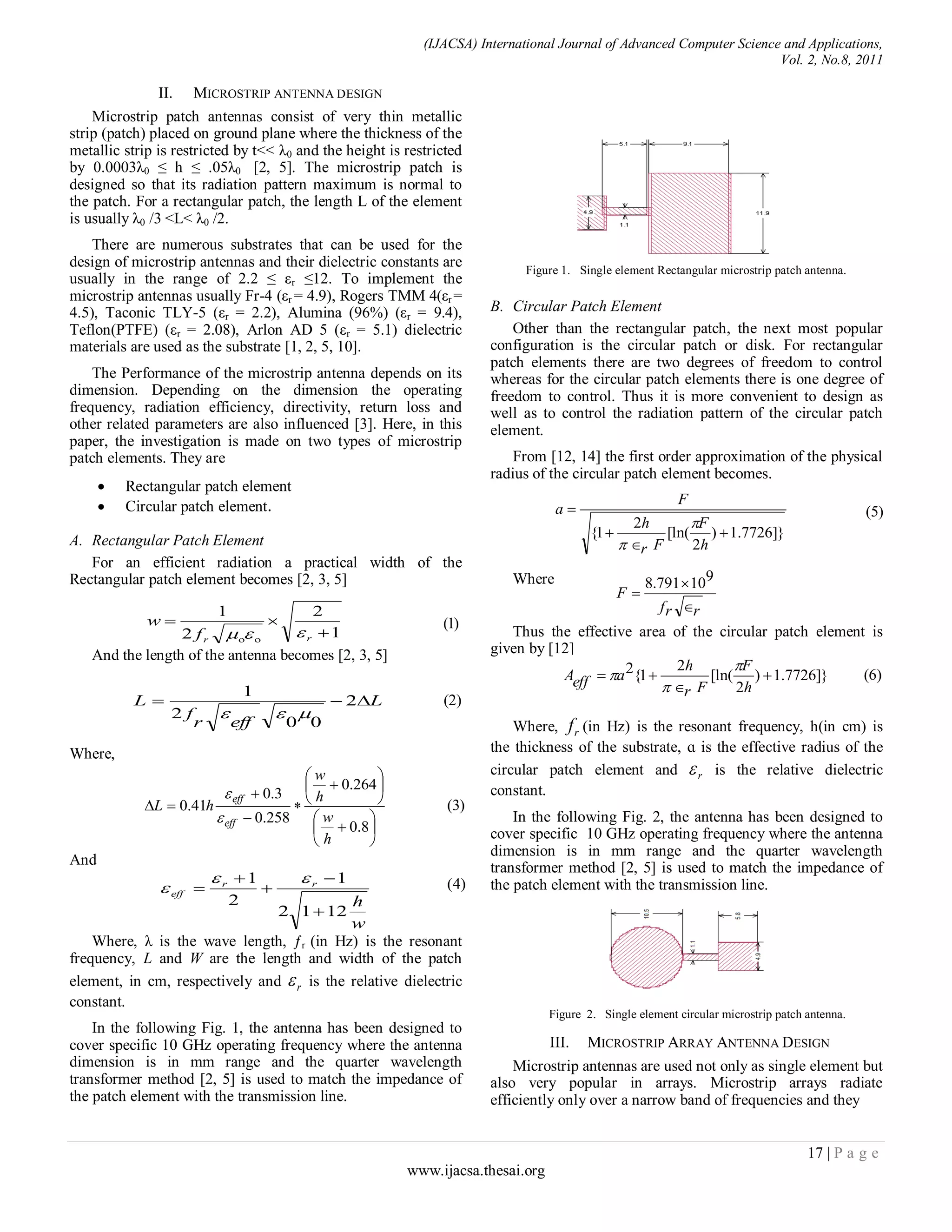 Performance Analysis Of Corporate Feed Rectangular Patch Element And