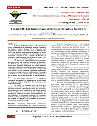 Changing the Landscape of Accounting using Blockchain Technology | PDF