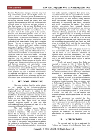 Anatomy of a Textile Cluster – Problems and Prospects of Textile Business Owner with Respect to ...