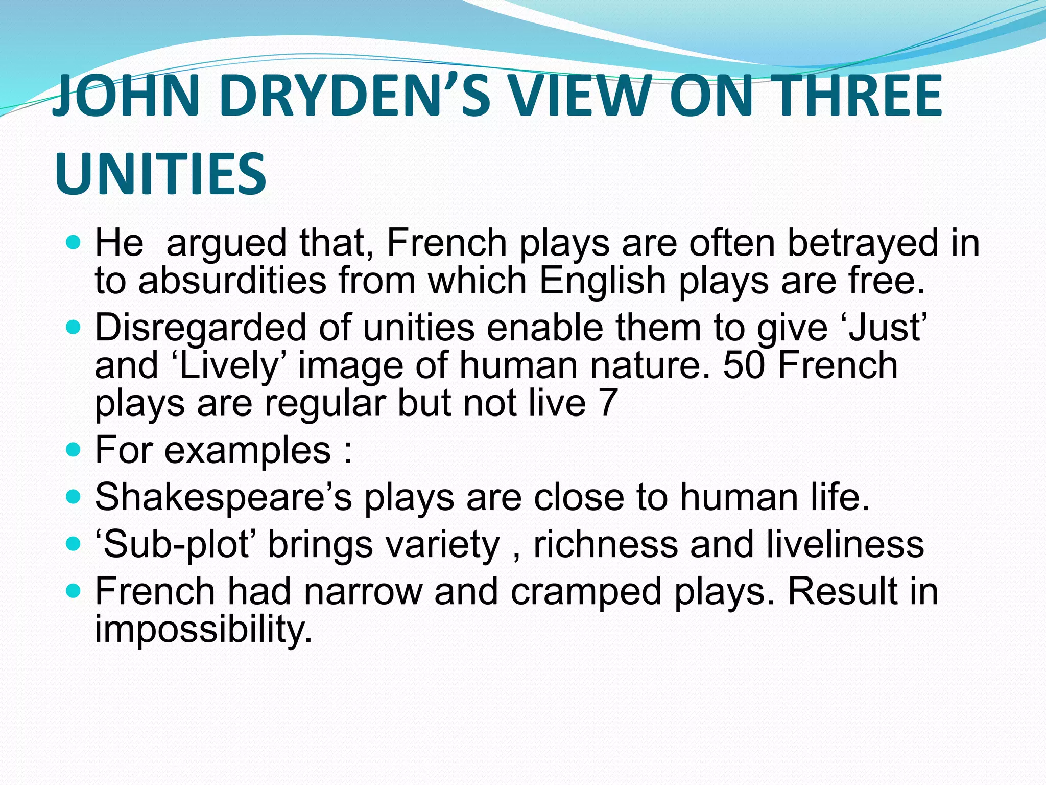 Three Unities in Drama | PPTX