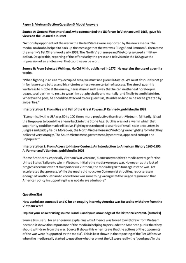 Paper 3 exemplar answers | DOCX | Death, Injury, or Military Conflict ...