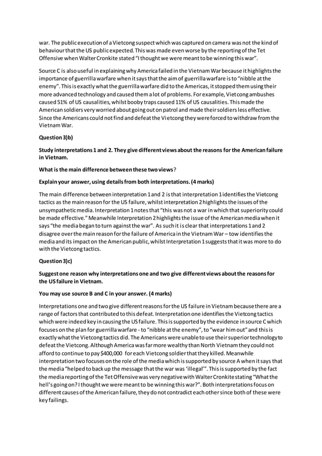 Paper 3 exemplar answers | DOCX | Death, Injury, or Military Conflict ...