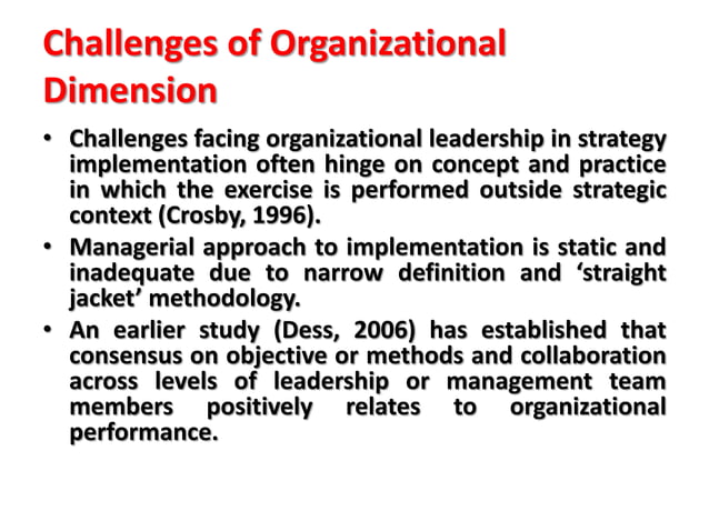 ORGANIZATIONAL AND RESOURCE DIMENSIONS IN IMPLEMENTATION | PPT