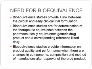 BIOAVAILABILITY AND BIOEQIVALENCE | PPTX