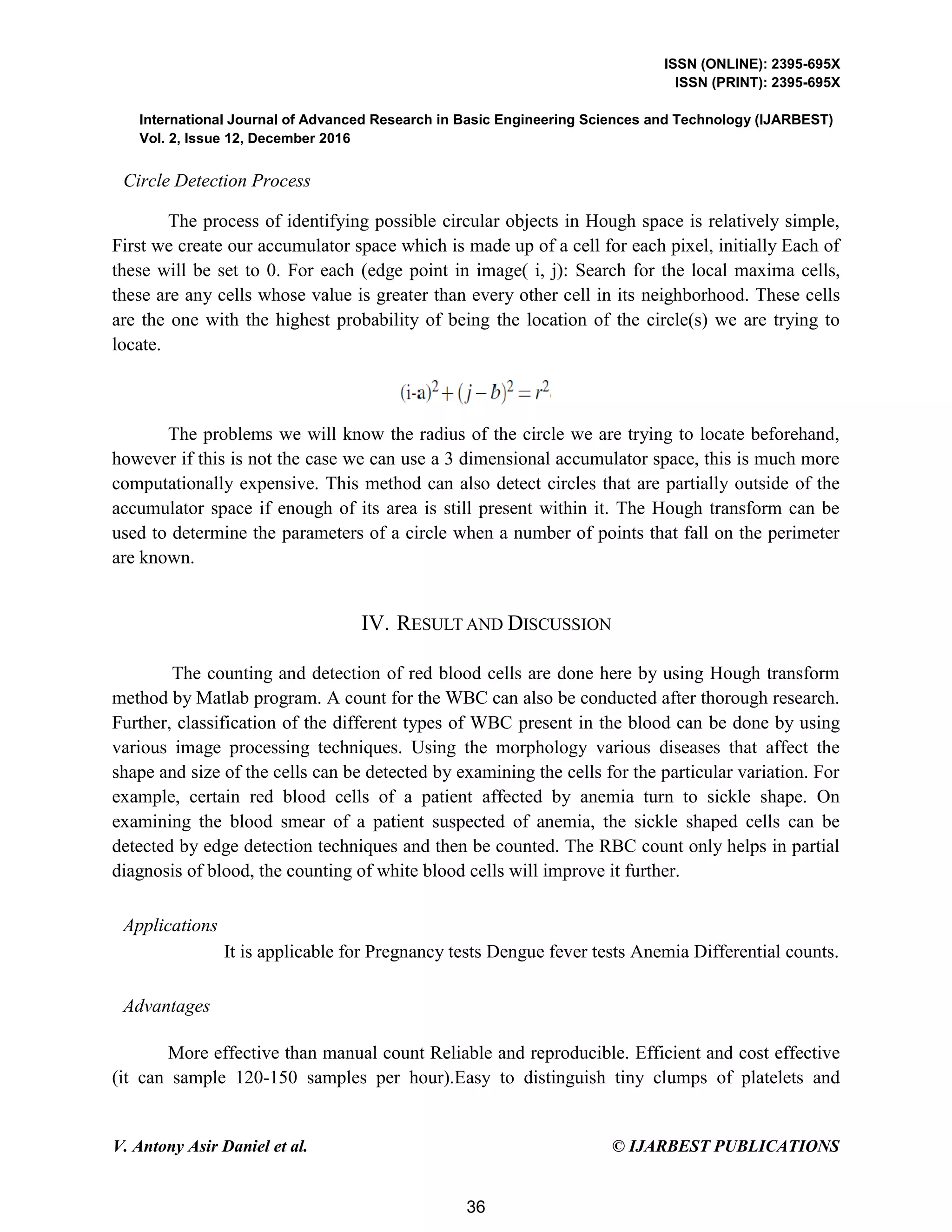 Segmentation and Automatic Counting of Red Blood Cells Using Hough ...
