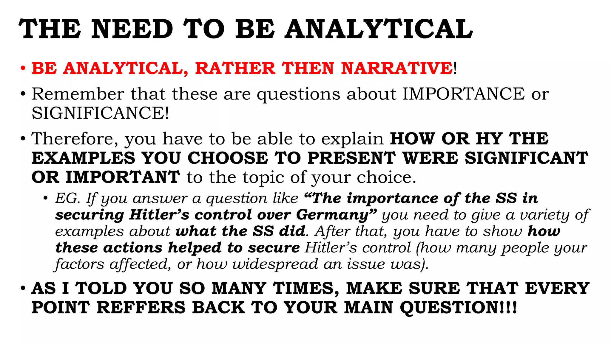 HISTORY IGCSE REVISION - PAPER 4 - DETAILED GUIDE ABOUT HOW TO ANSWER ...