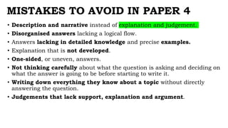 HISTORY IGCSE REVISION - PAPER 4 - DETAILED GUIDE ABOUT HOW TO ANSWER ...