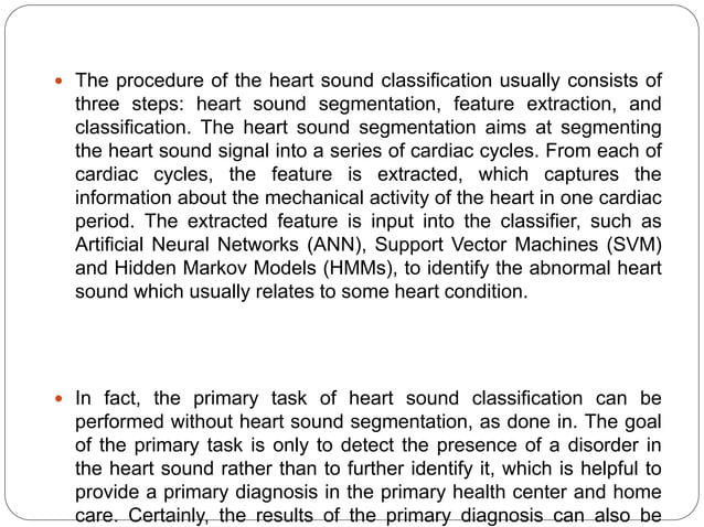 Research paper ppt on Heart sound classification and application | PPT