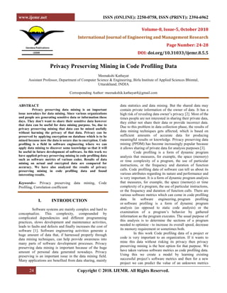 Privacy Preserving Mining in Code Profiling Data | PDF | Programming Languages | Computing