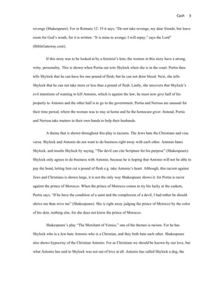 Paper # 6 thoughts on merchant of venice | DOC