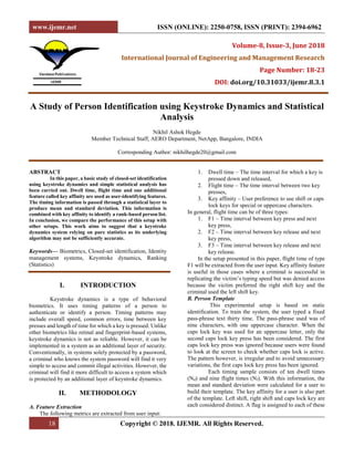 A Study of Person Identification using Keystroke Dynamics and Statistical Analysis | PDF