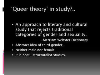Literary Theories: Diaspora Literature, Queer Theory | PPTX