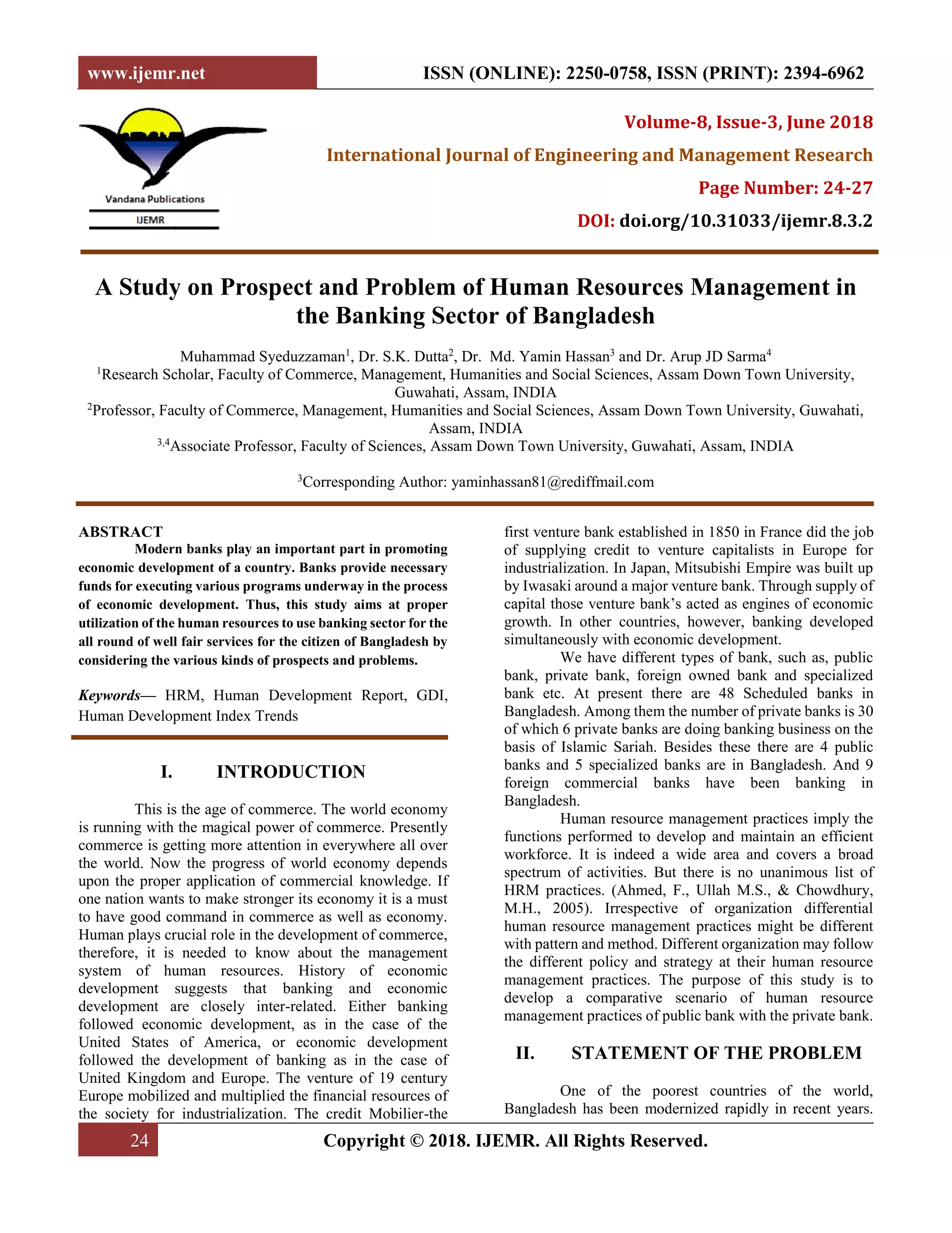 A Study on Prospect and Problem of Human Resources Management in the ...