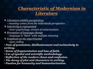 General characteristics of Modern literature/ Background. | PPT