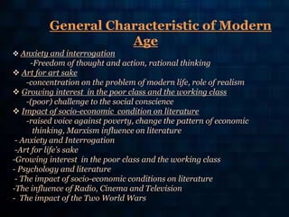 General characteristics of Modern literature/ Background. | PPT