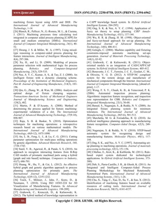 A Survey of Automated Process Planning Approaches in Machining | PDF