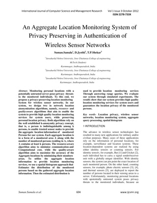 An Aggregate Location Monitoring System Of Privacy Preserving In Authentication Of Wireless ...