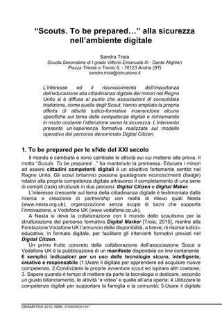 “Scouts. To be prepared...” alla sicurezza nell’ambiente digitale | PDF