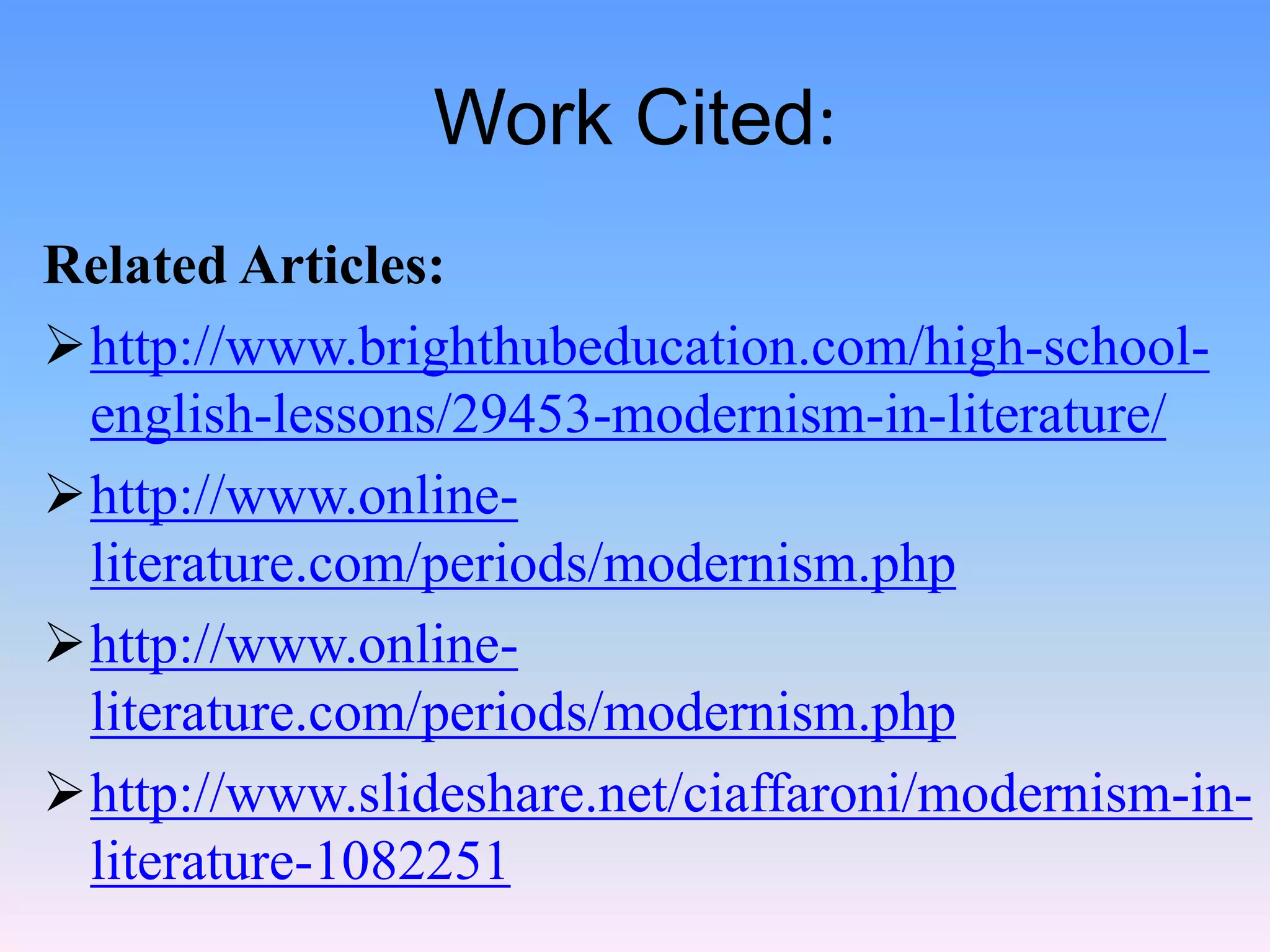 Modernism in a Literature. | PPTX