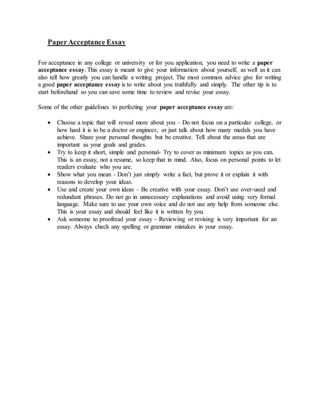 Paper acceptance essay | DOCX