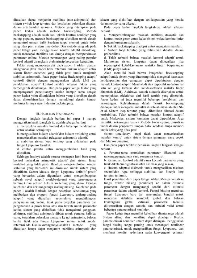 Paper adaptive control system (anis mh) | PDF