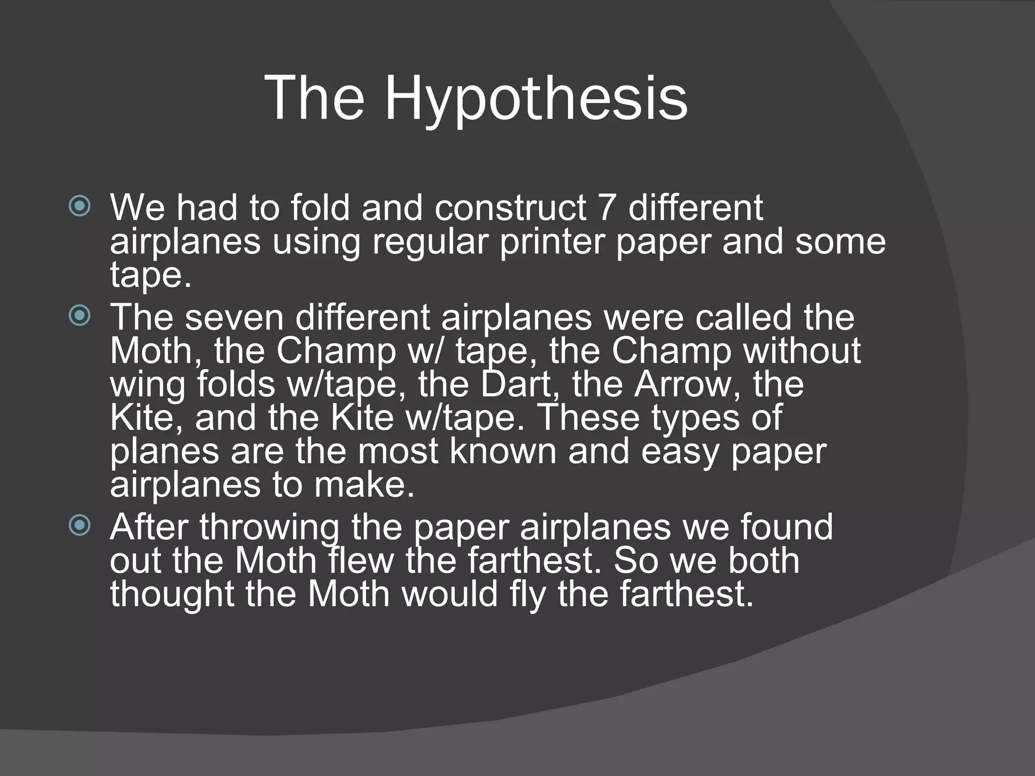 Paper Airplanes Test | PPT