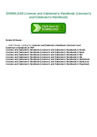 ( Paperback ) Lineman and Cableman's Handbook (Lineman's and Cableman's ...