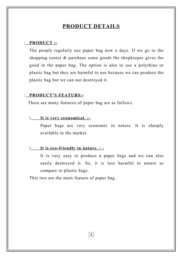 Paper bags( Business Plan) | DOC
