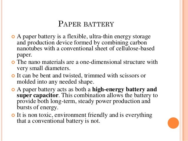 Paper battery