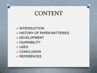 Paper battery | PPTX | Chemistry | Science