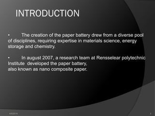 Presentation on Paper battery | PPT