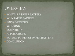 Paper battery | PPTX | Consumer Electronics | Technology & Computing