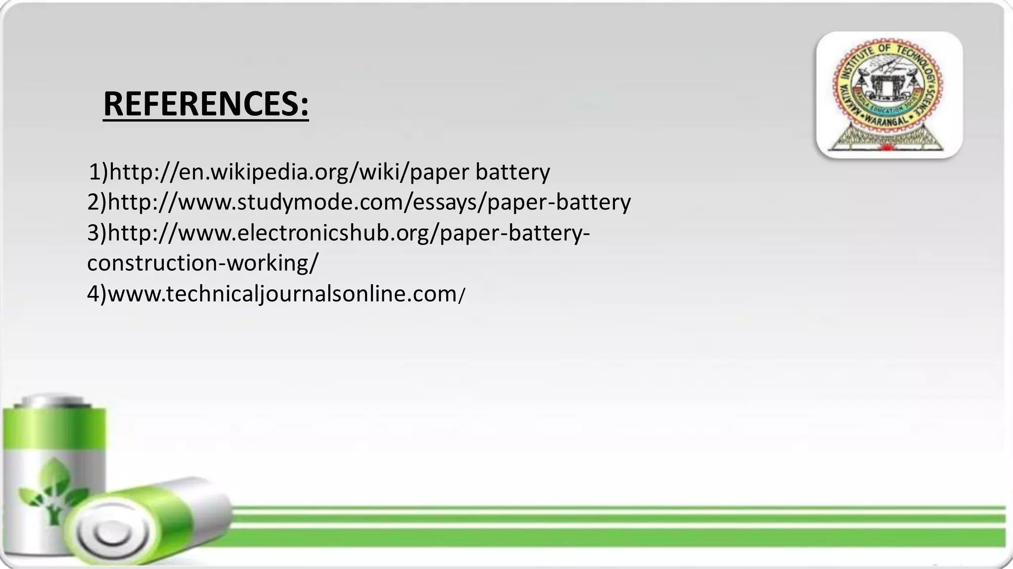 Paper battery ppt | PDF