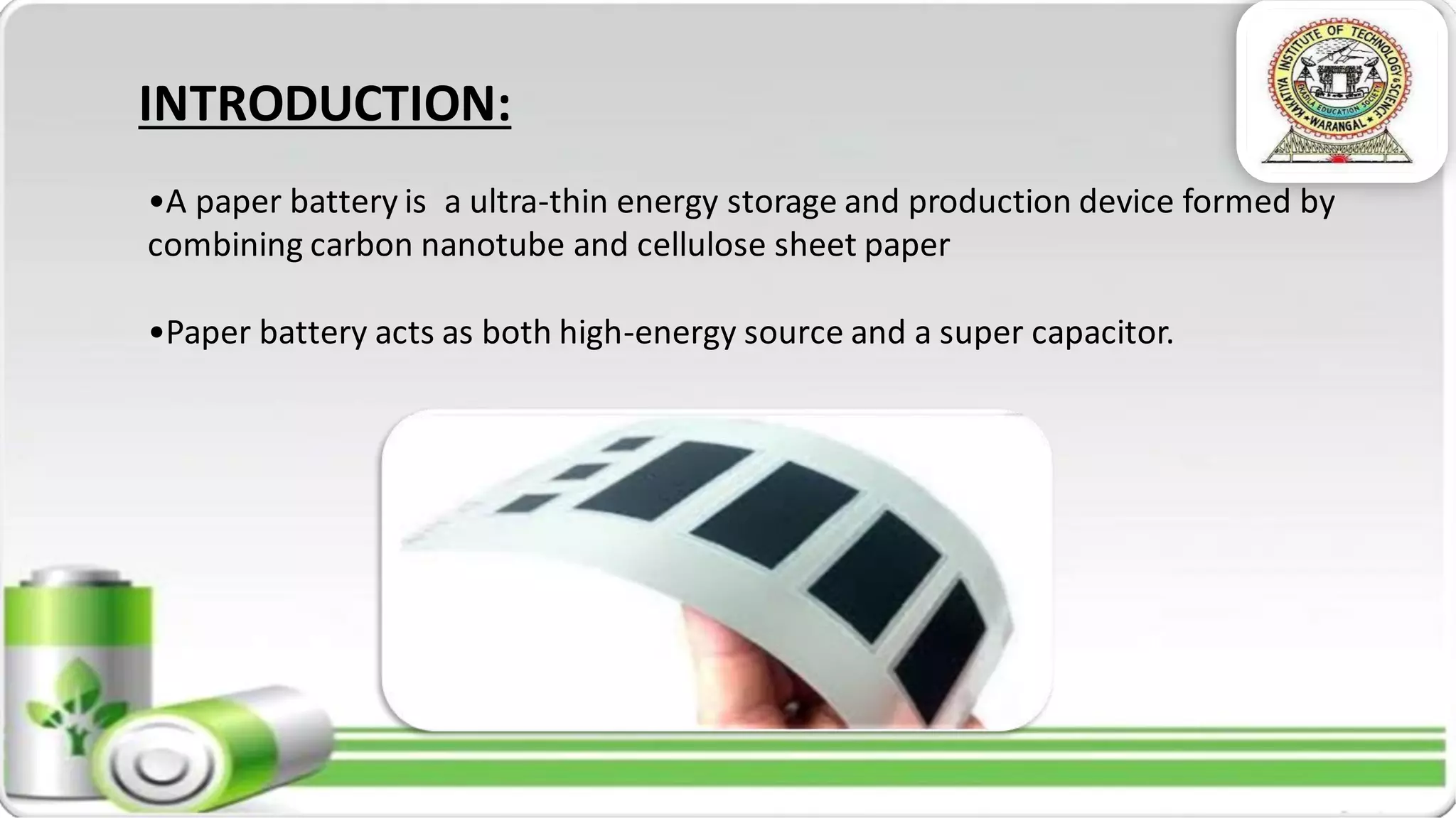 Paper battery ppt | PDF