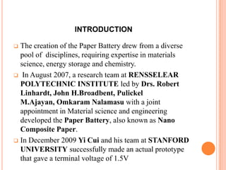 Paper battery presentation by vikas | PPTX