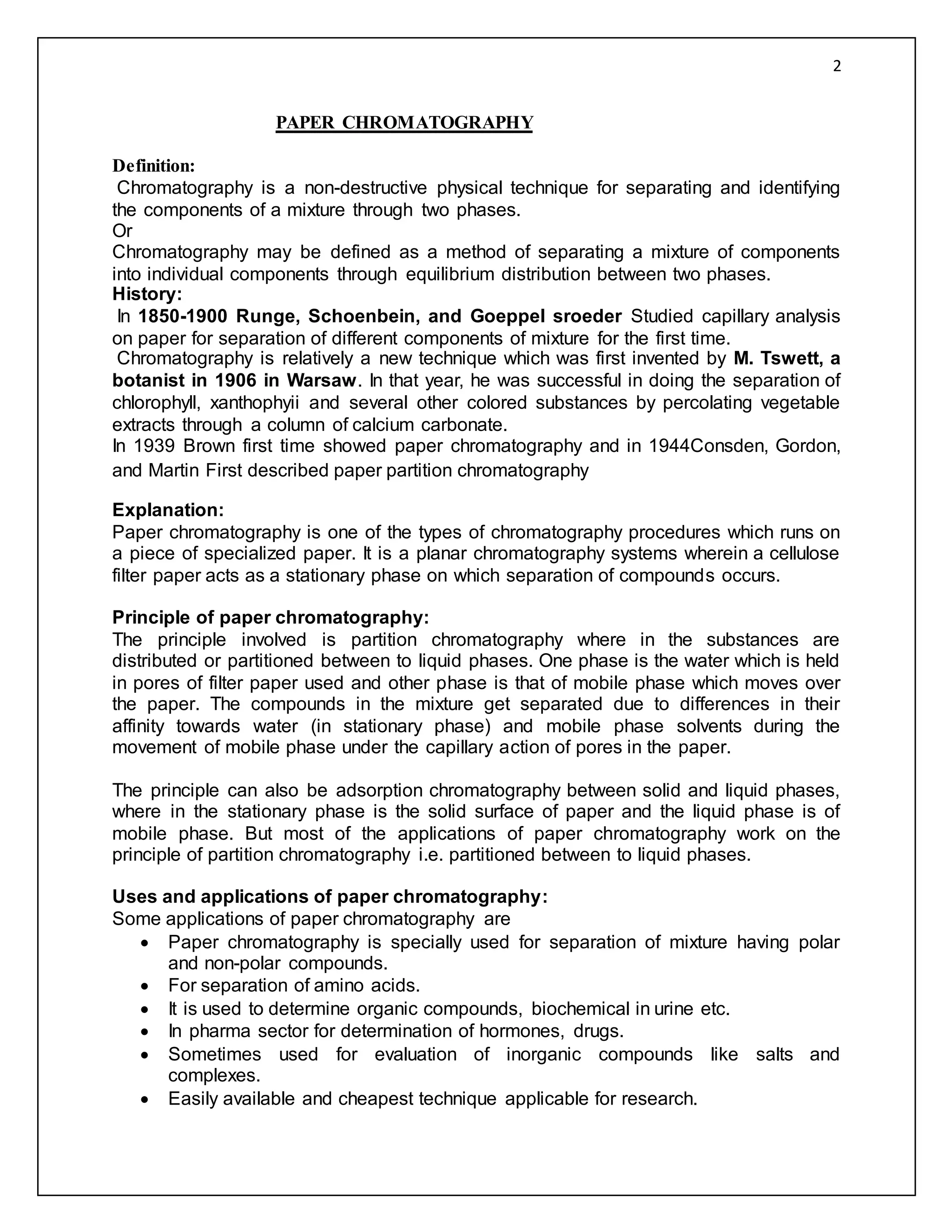 Paper chromatography | DOCX