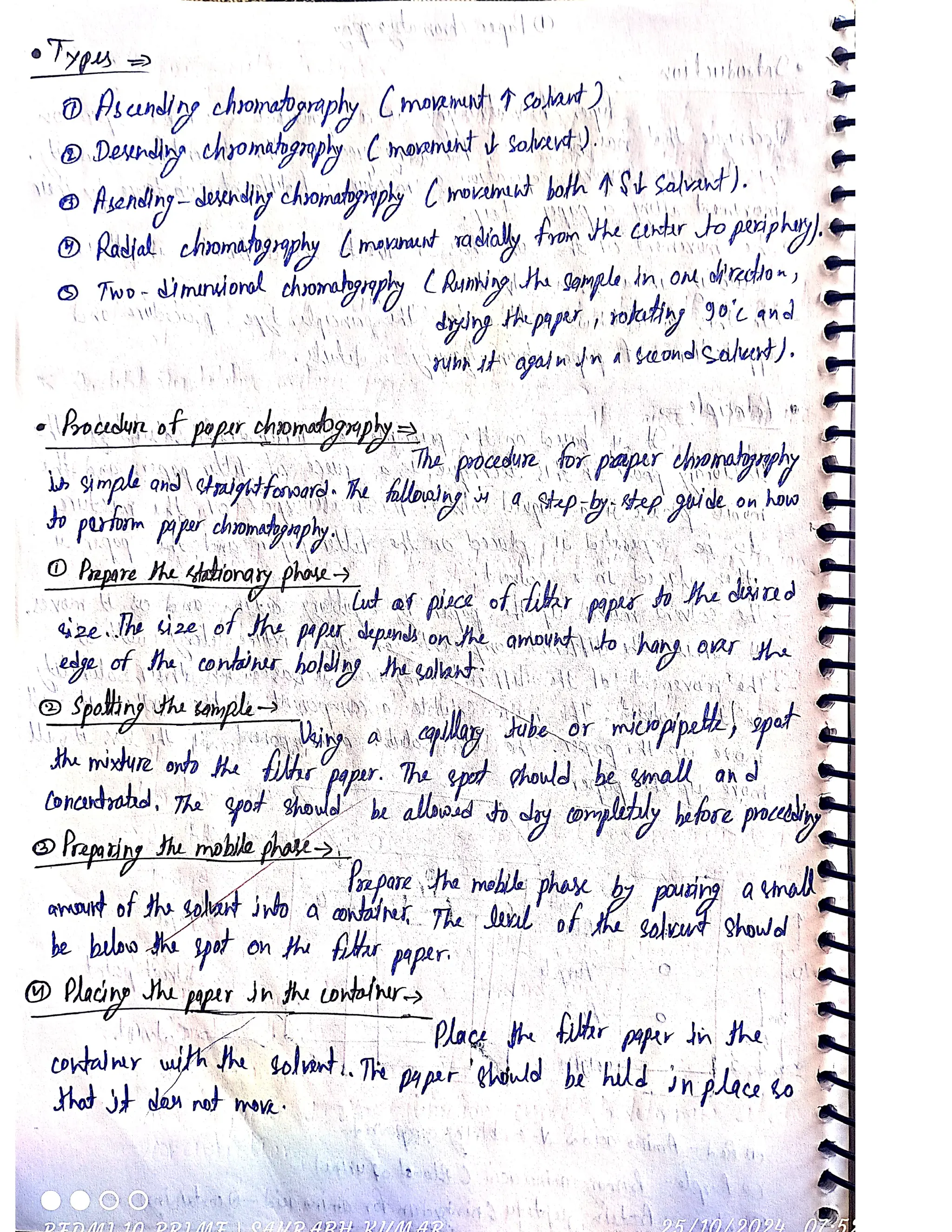 Paper Chromatography Hand Written notes .pdf
