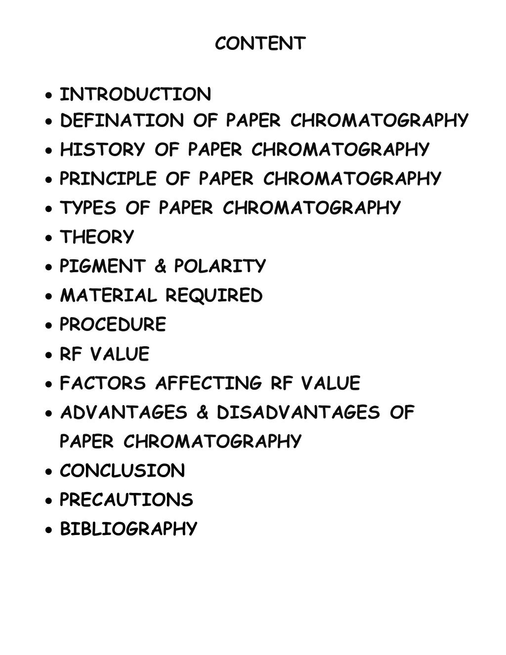 Paper chromatography of spinach leaf