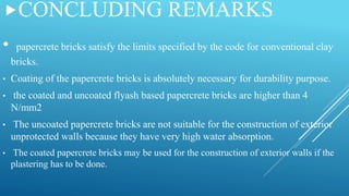 Fly ash based Papercrete bricks | PPT
